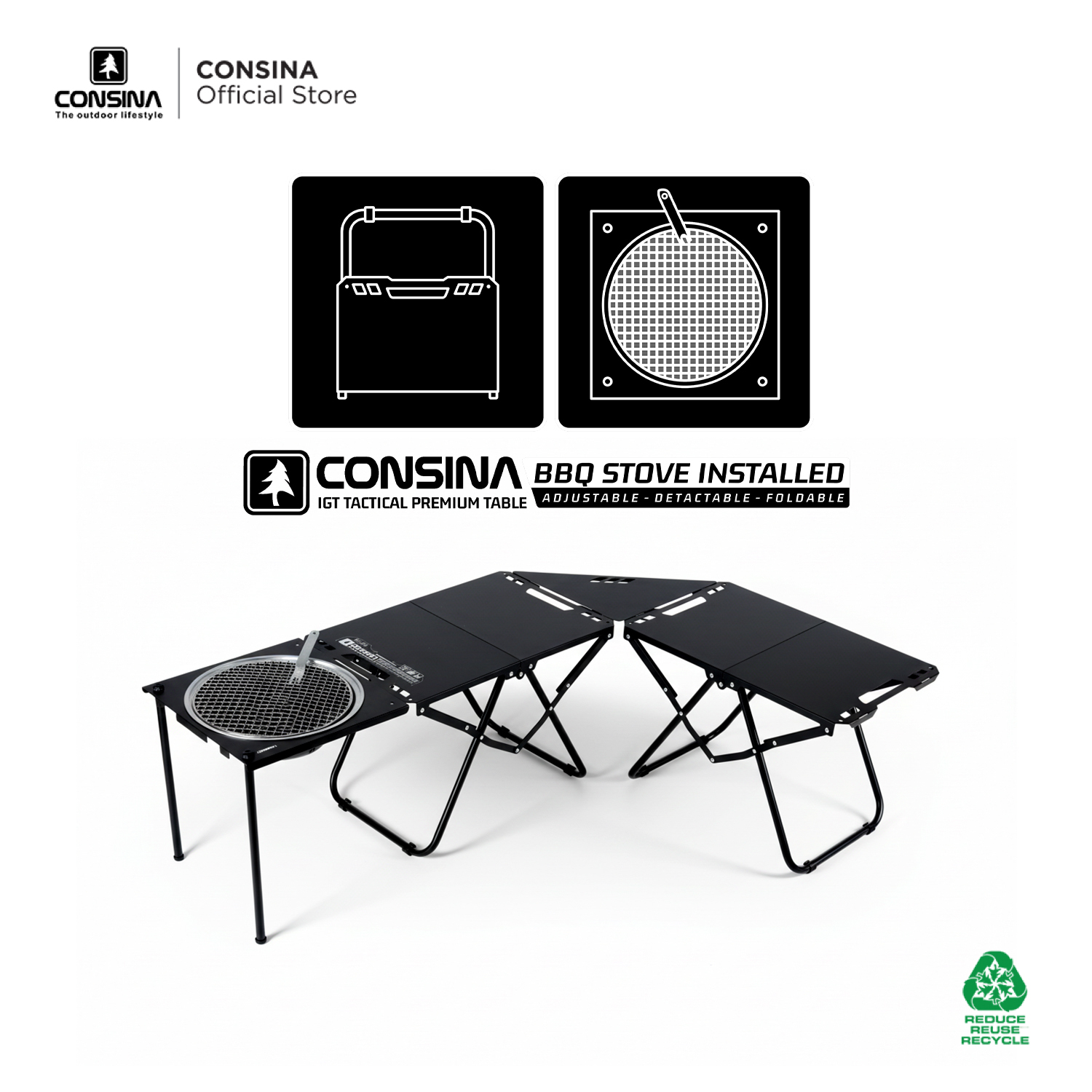 Consina Premium BBQ Table Meja Panggang Camping Portable Tactical ...
